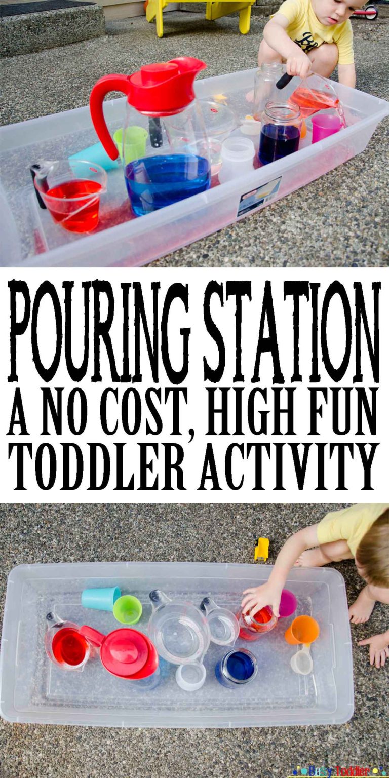 Pouring Station Activity for Toddlers - Busy Toddler