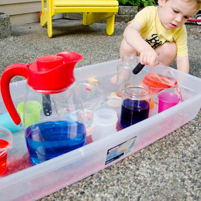 Pouring Station Activity for Toddlers - Busy Toddler