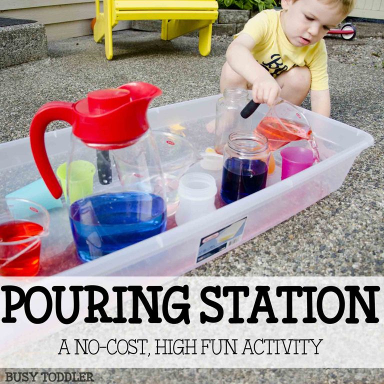 Pouring Station Activity for Toddlers - Busy Toddler