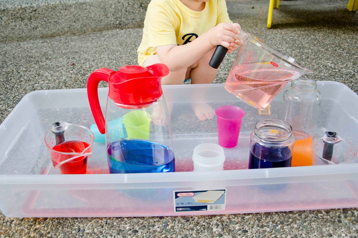 Pouring Station Activity for Toddlers - Busy Toddler