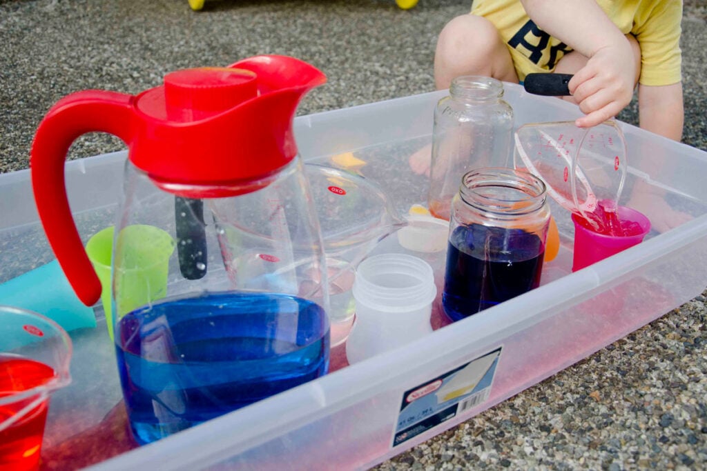 Pouring Station Activity for Toddlers - Busy Toddler
