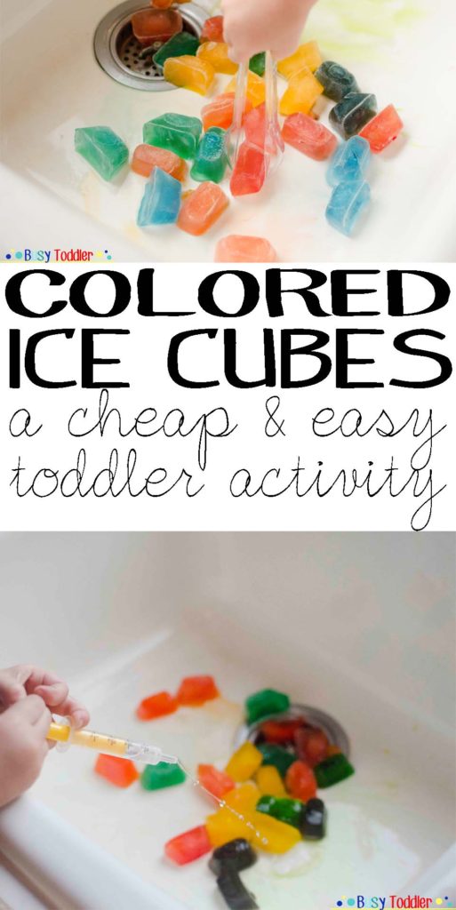 Colored Ice Cubes - Busy Toddler