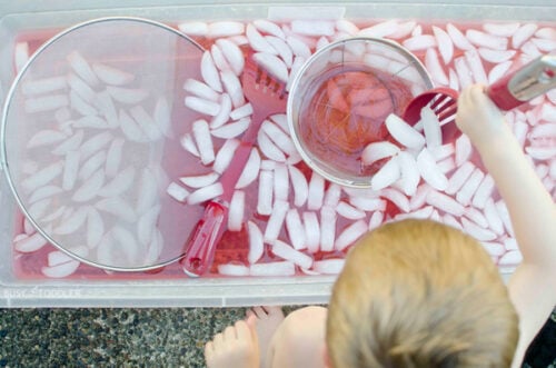 Ice Sensory Bin Activity - Busy Toddler