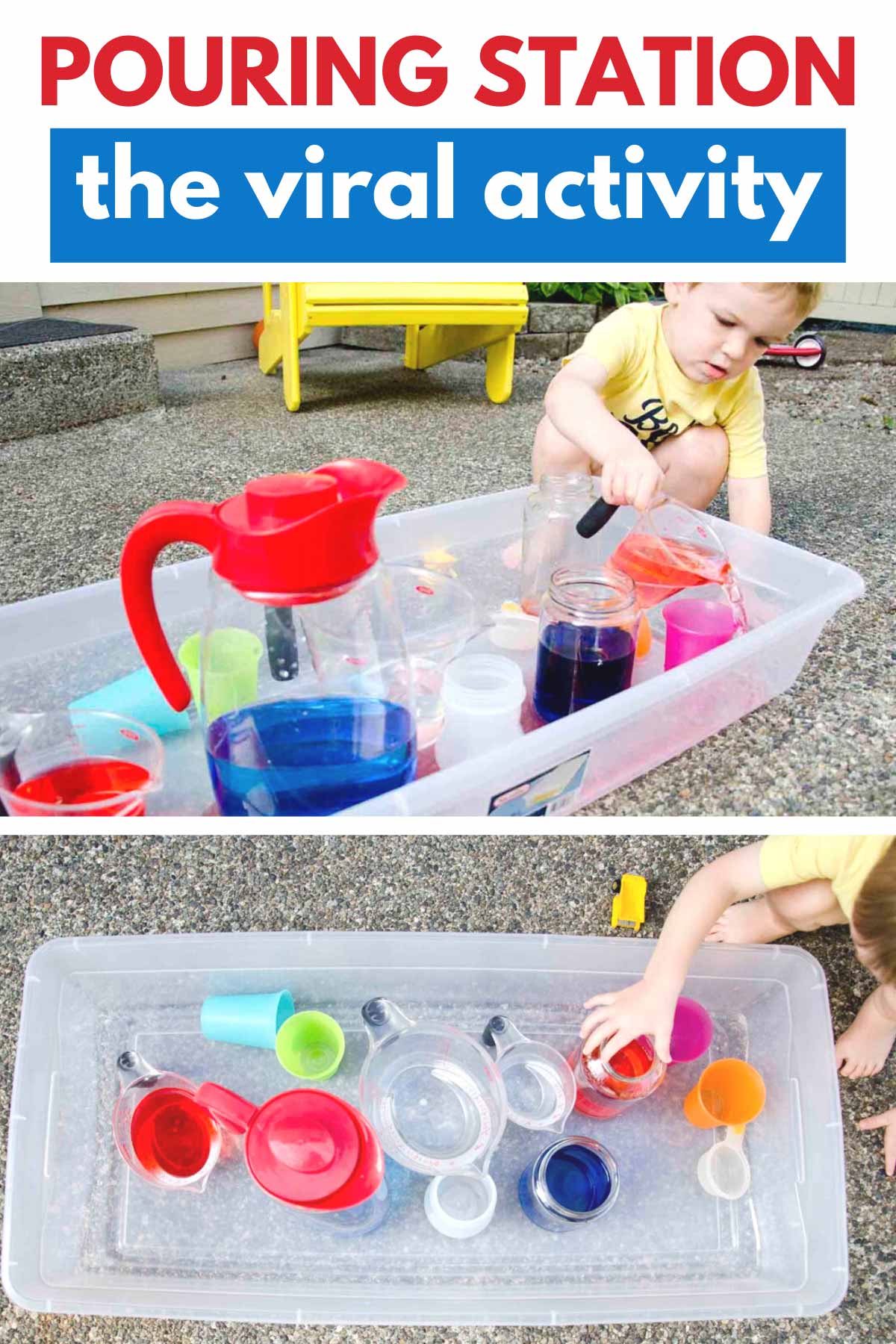 Pouring Station Activity for Toddlers - Busy Toddler
