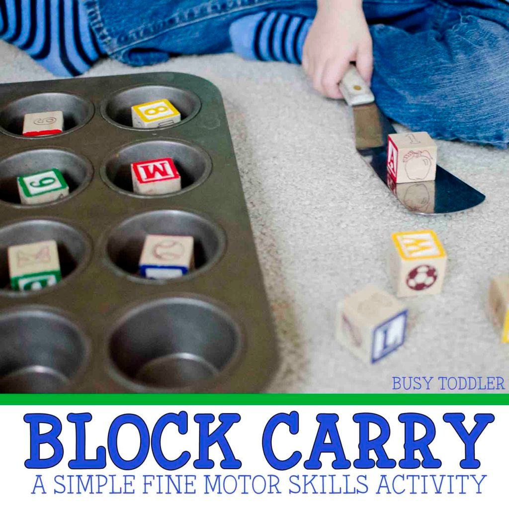 Block Stack Fine Motor Skills Activity - Busy Toddler