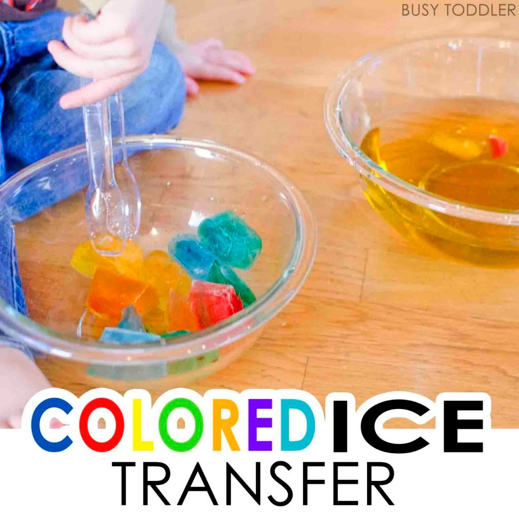 Colored Ice Transfer Activity - Busy Toddler
