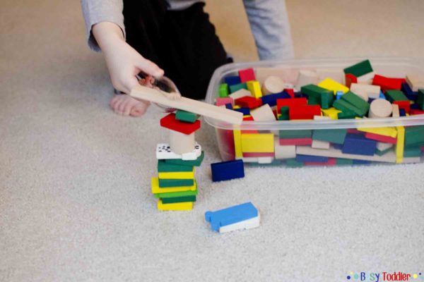 Block Stack Fine Motor Skills Activity - Busy Toddler