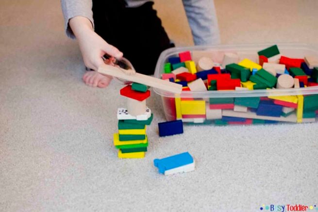 Block Stack Fine Motor Skills Activity - Busy Toddler
