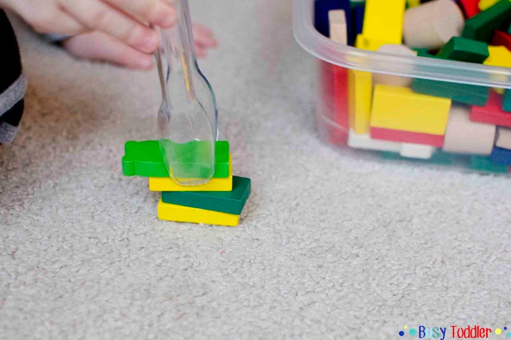 Block Stack Fine Motor Skills Activity - Busy Toddler