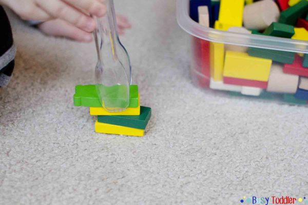 Block Stack Fine Motor Skills Activity - Busy Toddler