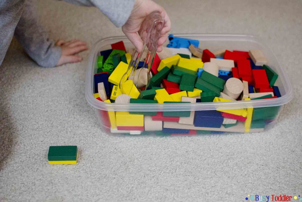 Block Stack Fine Motor Skills Activity - Busy Toddler