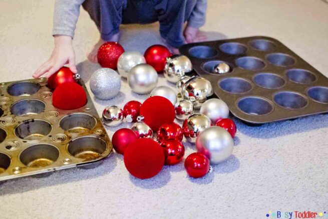 Ornament Sorting: Holiday Math Activity - Busy Toddler