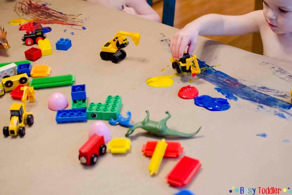 Toy Paint: Messy Art Activity - Busy Toddler