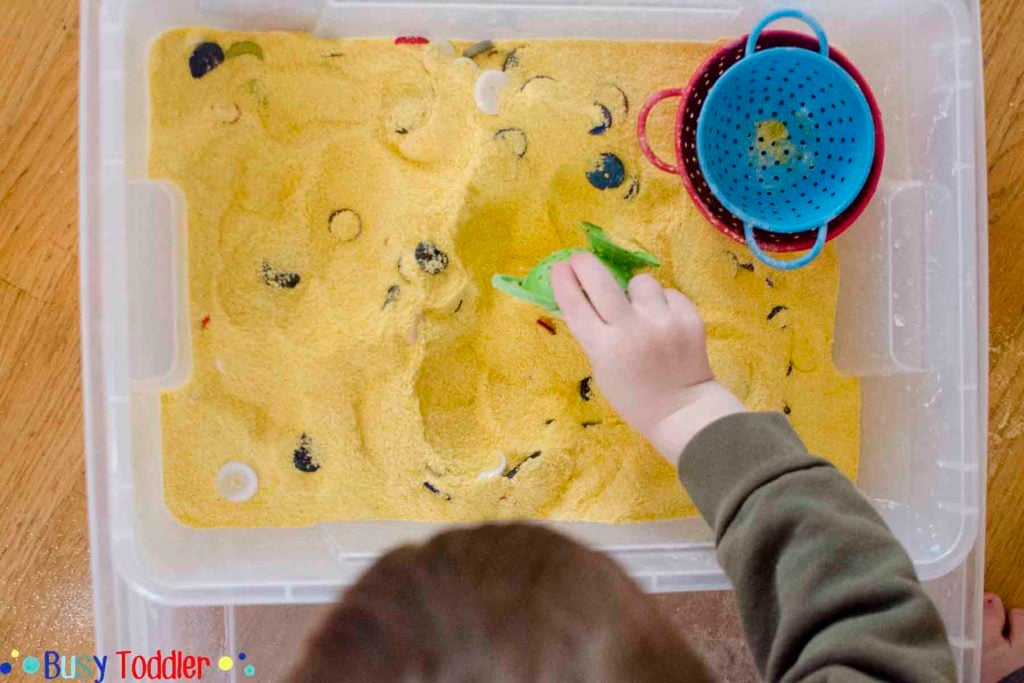 Button Excavating: A digging sensory activity - Busy Toddler