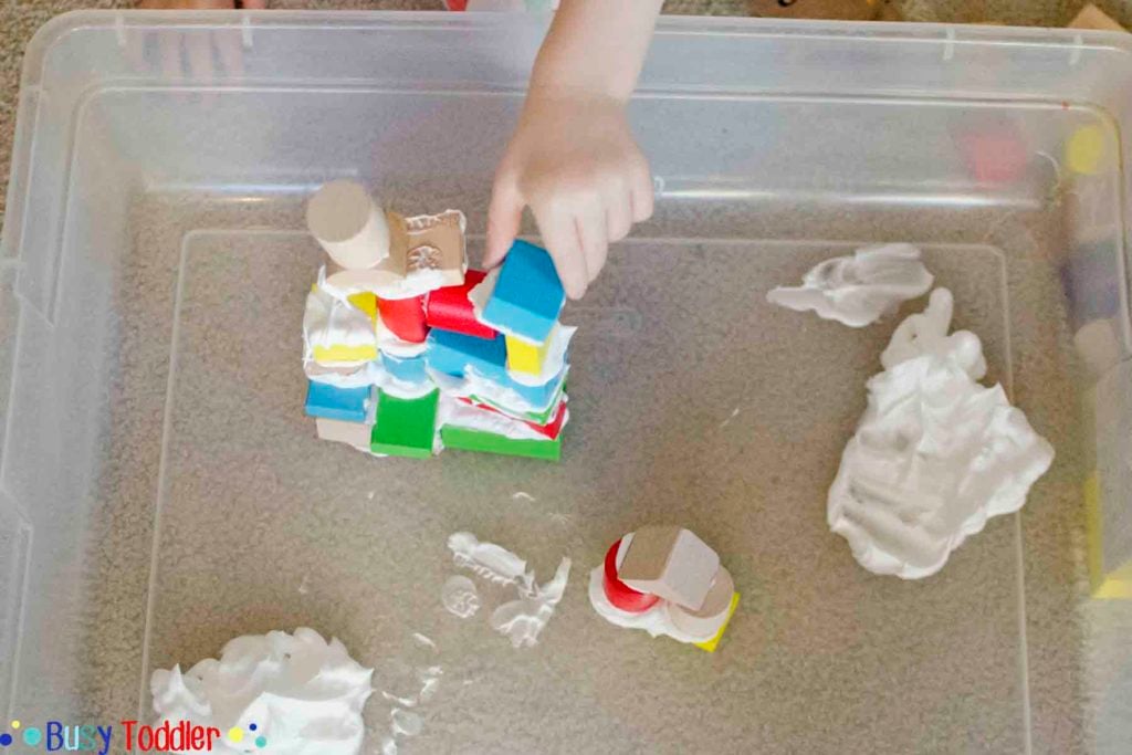 Shaving Cream Blocks - Busy Toddler