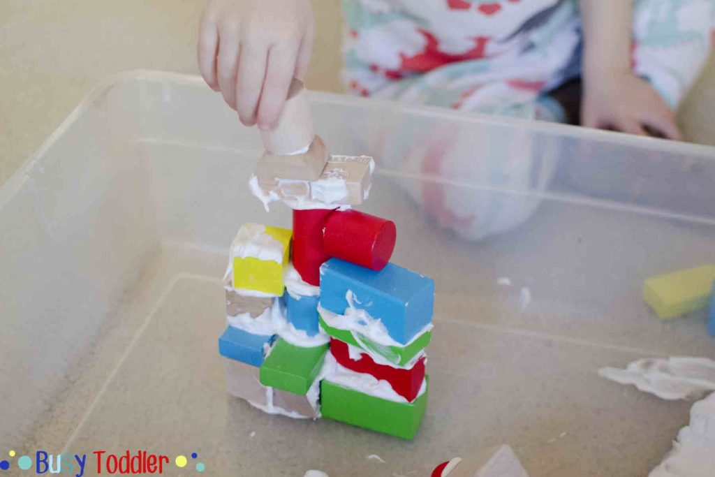 Shaving Cream Blocks - Busy Toddler
