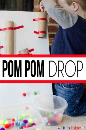 Simple Pom Pom Drop Activity - Busy Toddler