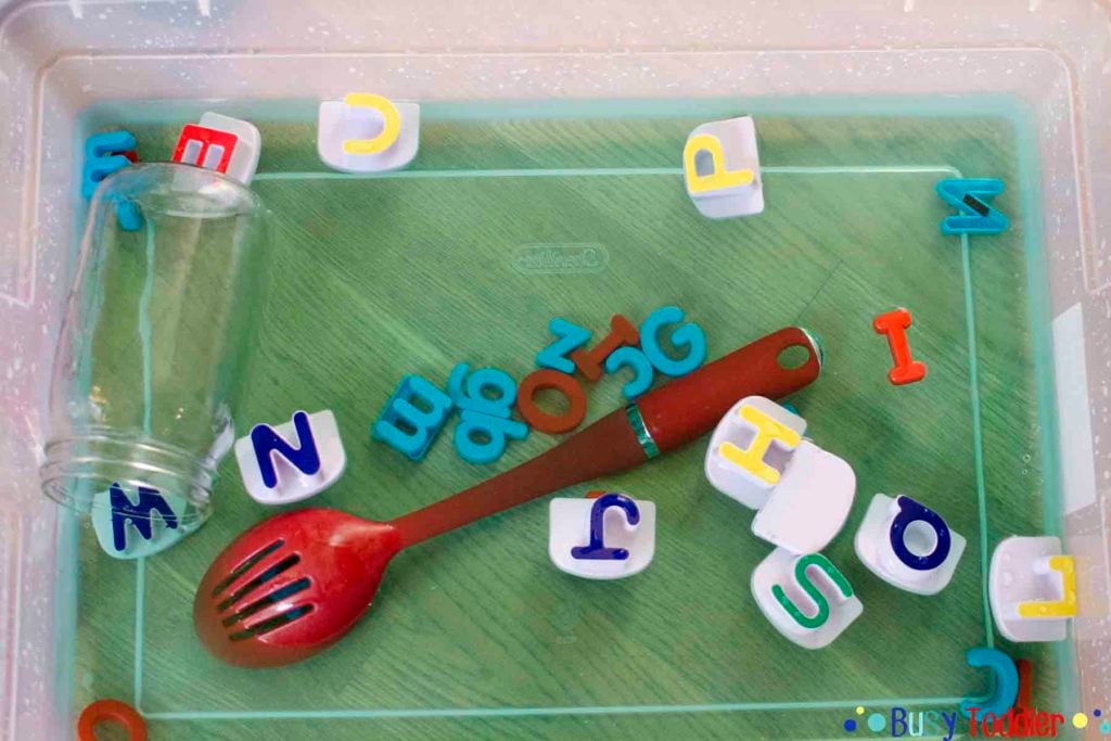 Alphabet Soup: Sensory Water Activity - Busy Toddler
