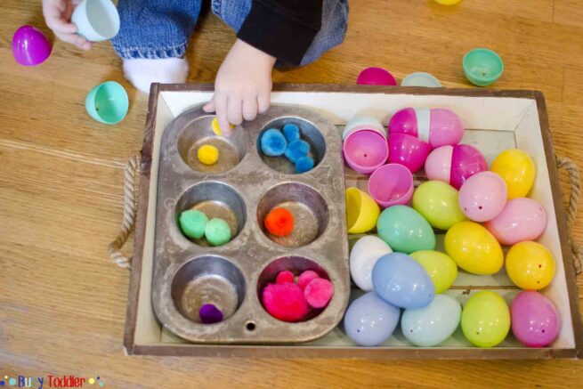 Easter Egg Color Sorting - Busy Toddler