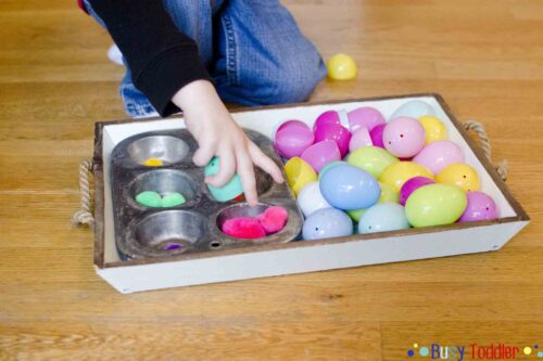 Easter Egg Color Sorting - Busy Toddler