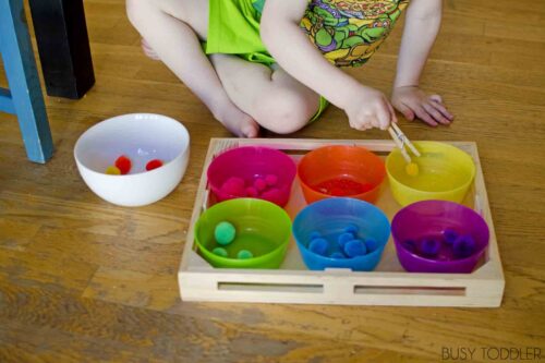 Pom Pom Sorting: Fine Motor Skills Activity - Busy Toddler
