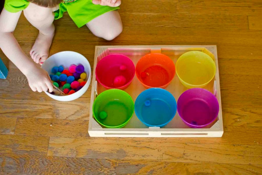 Pom Pom Sorting: Fine Motor Skills Activity - Busy Toddler