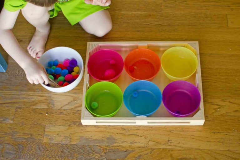 Pom Pom Sorting: Fine Motor Skills Activity - Busy Toddler