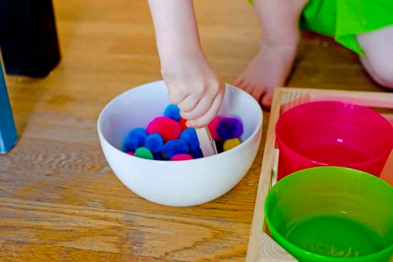 Pom Pom Sorting: Fine Motor Skills Activity - Busy Toddler