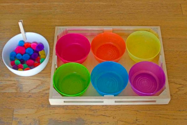 Pom Pom Sorting: Fine Motor Skills Activity - Busy Toddler