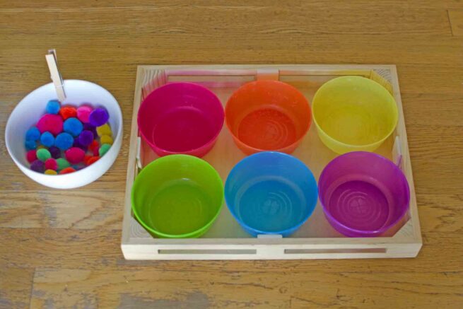 Pom Pom Sorting: Fine Motor Skills Activity - Busy Toddler