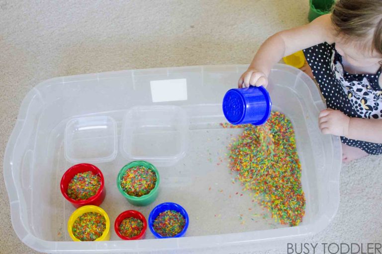 Dumping Station Sensory Bin - Busy Toddler