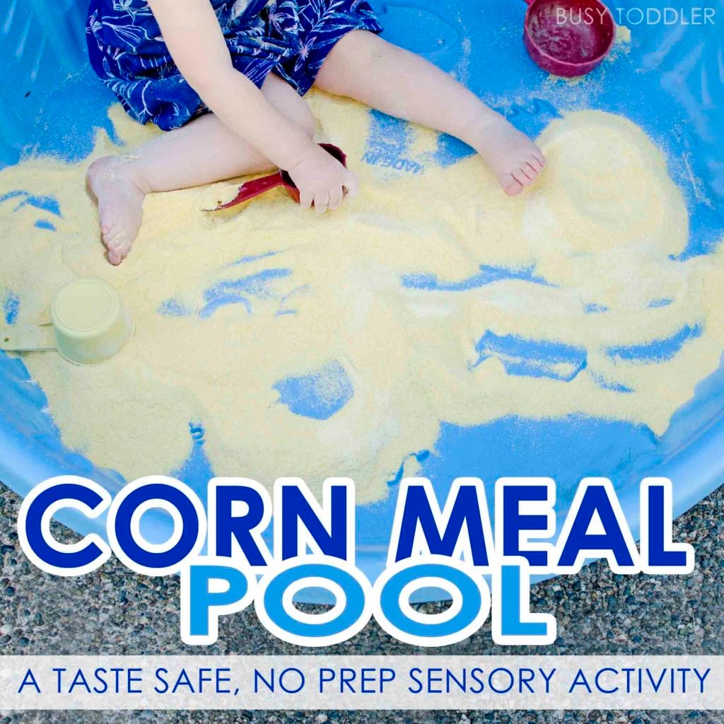 Corn Meal Sensory Pool - Busy Toddler