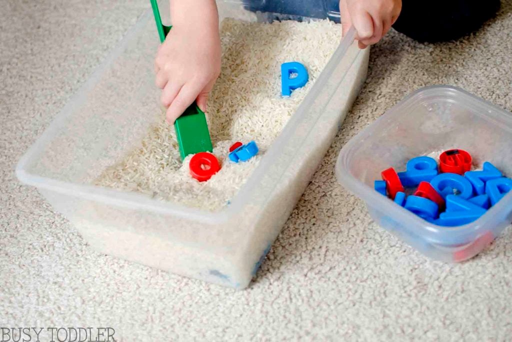 Magnetic Alphabet Sensory Bin - Busy Toddler