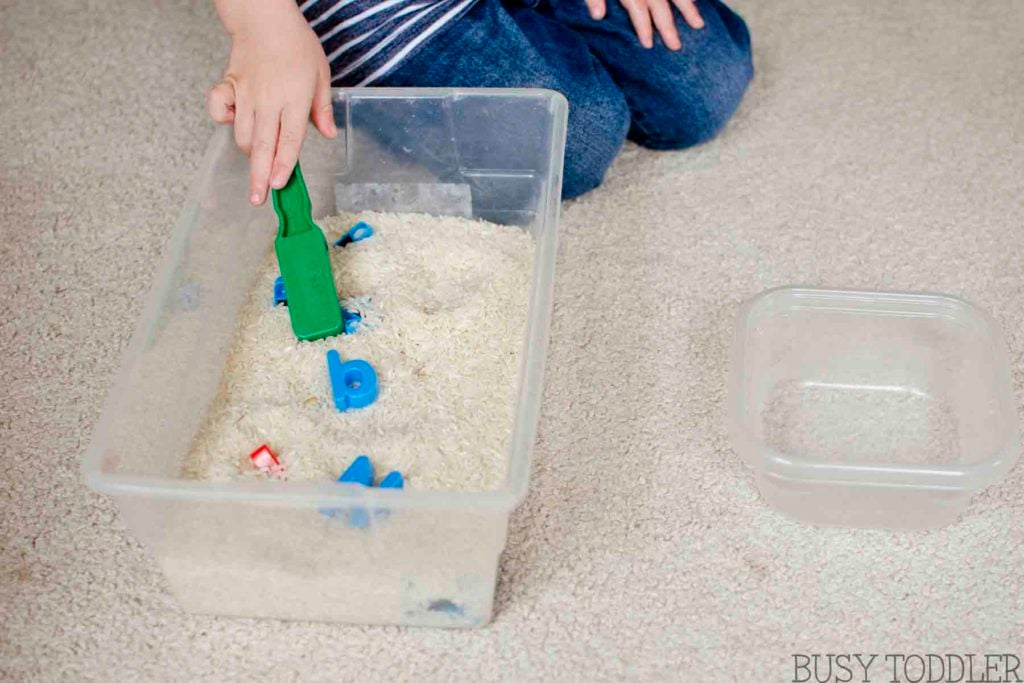 Magnetic Alphabet Sensory Bin - Busy Toddler