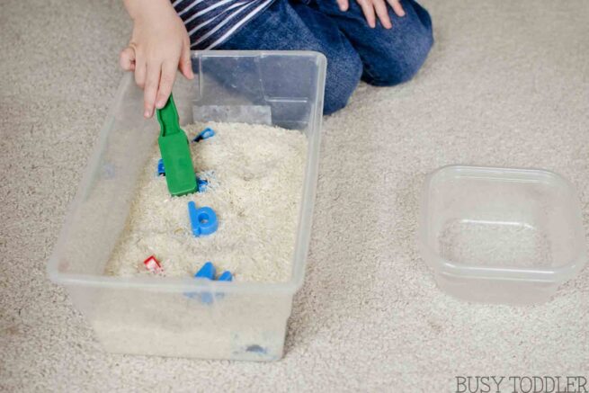 Magnetic Alphabet Sensory Bin - Busy Toddler