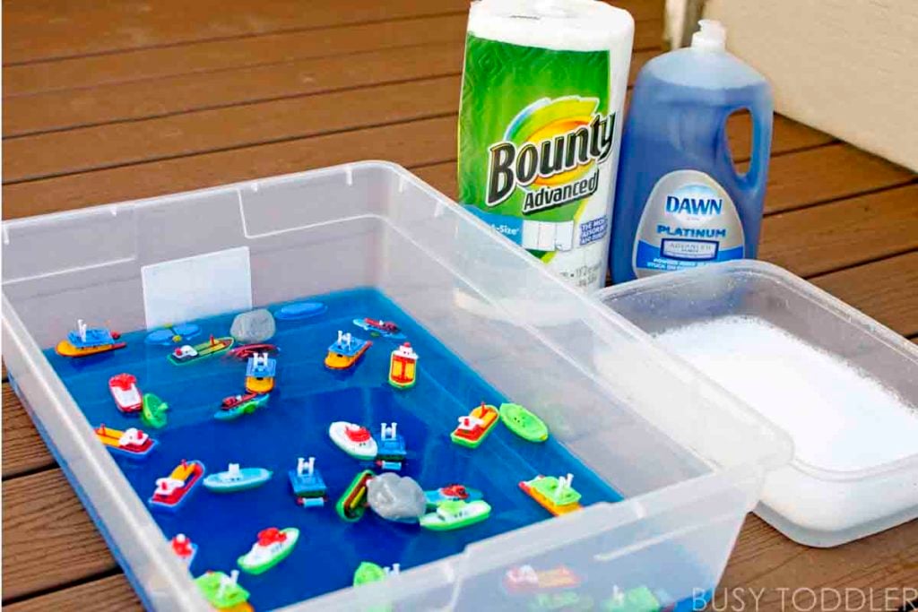 Messy Boats: Sticky, Yummy Toddler Play - Busy Toddler
