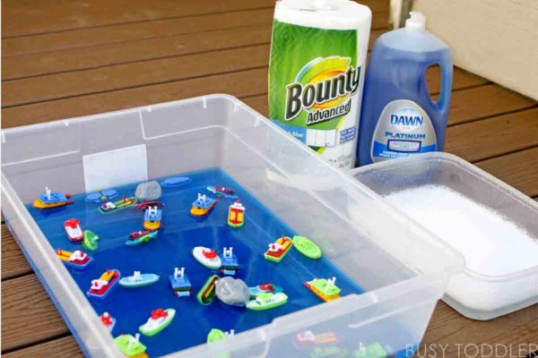 Messy Boats: Sticky, Yummy Toddler Play - Busy Toddler