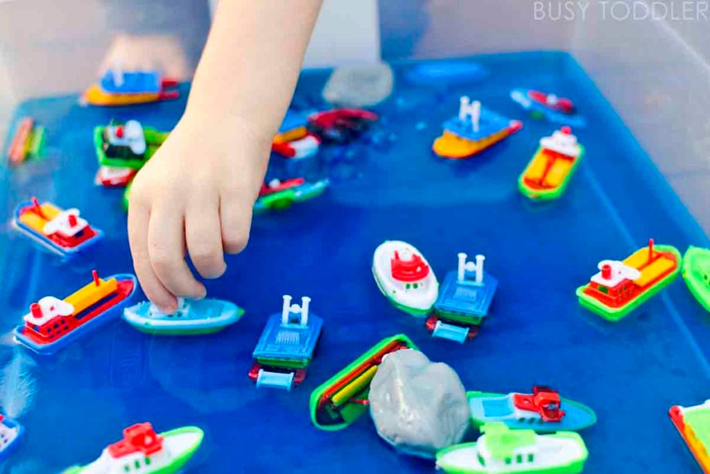 Messy Boats: Sticky, Yummy Toddler Play - Busy Toddler