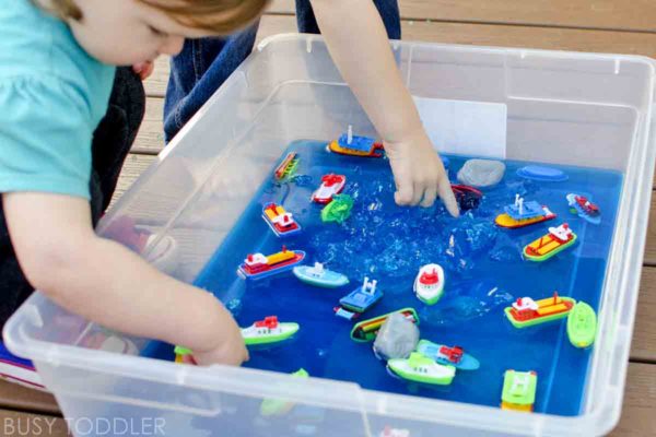 Messy Boats: Sticky, Yummy Toddler Play - Busy Toddler
