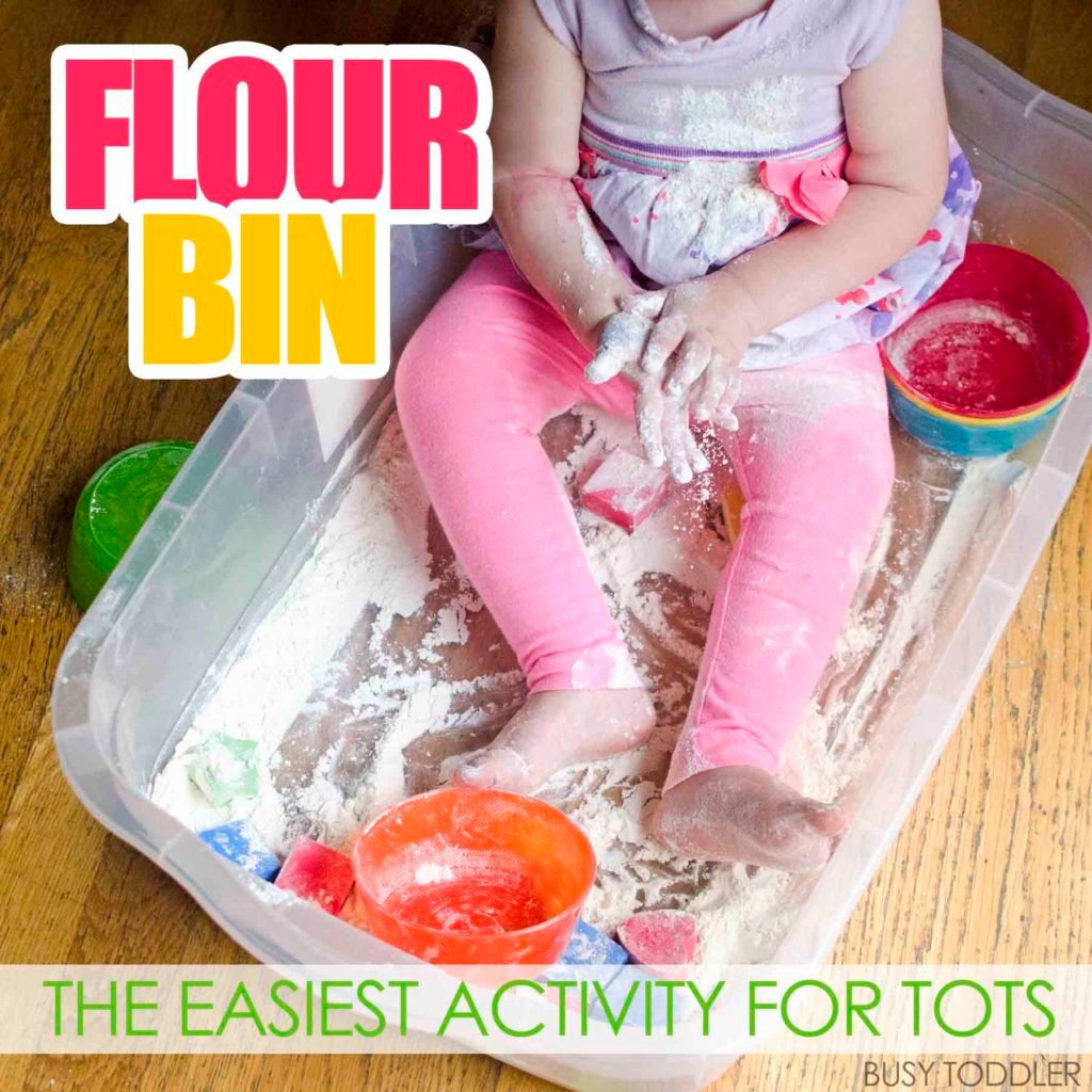Flour Bin: an easy toddler activity - Busy Toddler