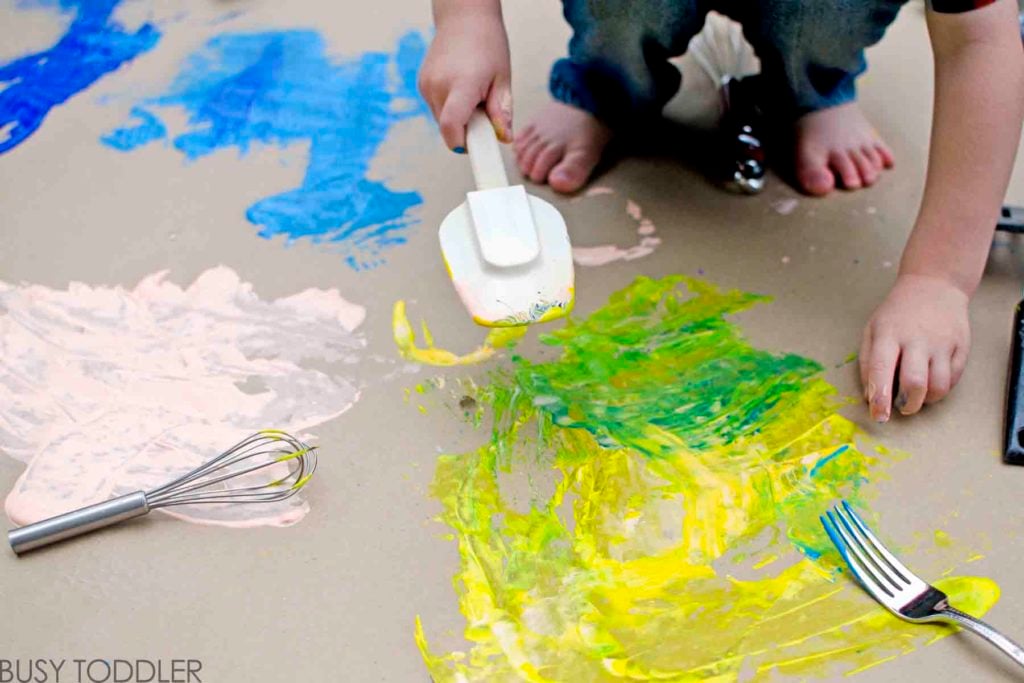 Kitchen Tools as Paint Brushes - Busy Toddler