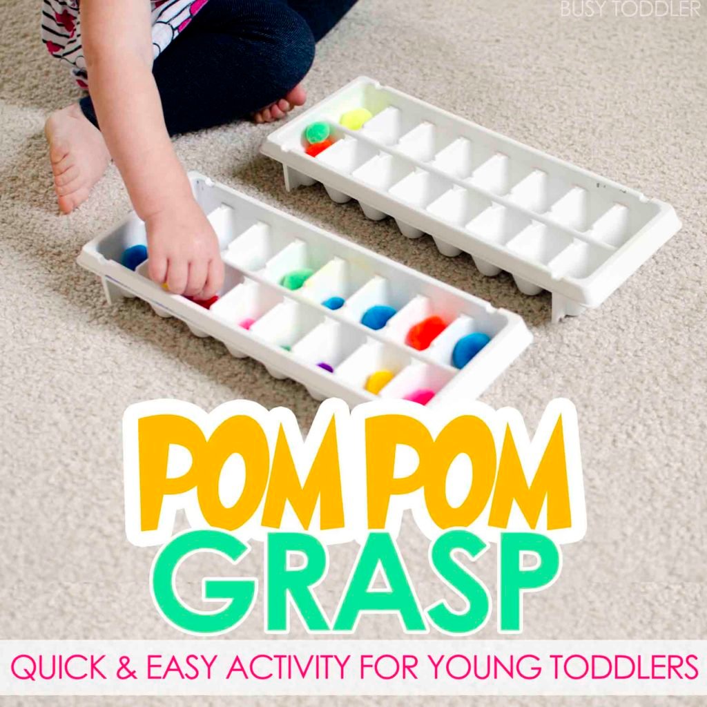 Simple Pom Pom Drop Activity - Busy Toddler