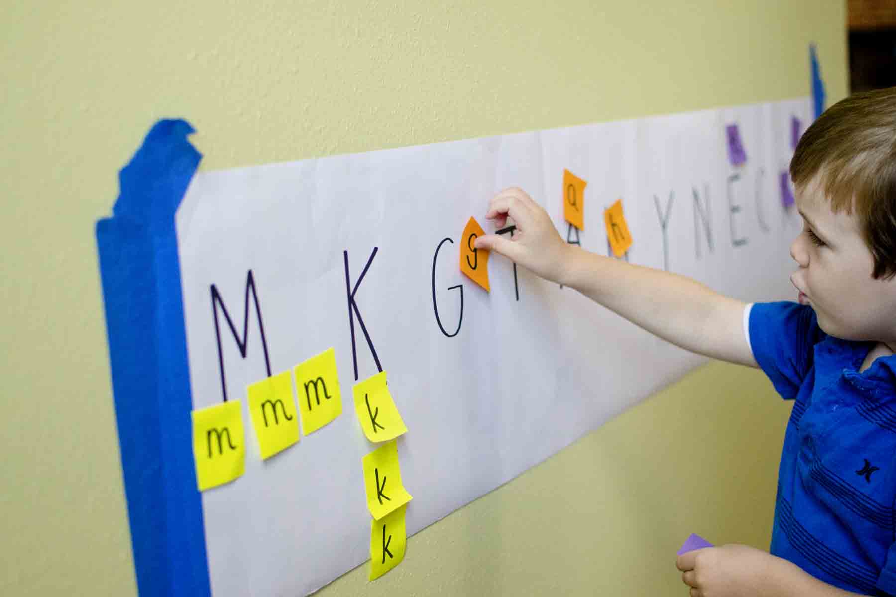 Alphabet Post-It Wall - Busy Toddler