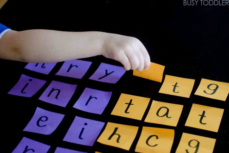 Alphabet Post-It Wall - Busy Toddler