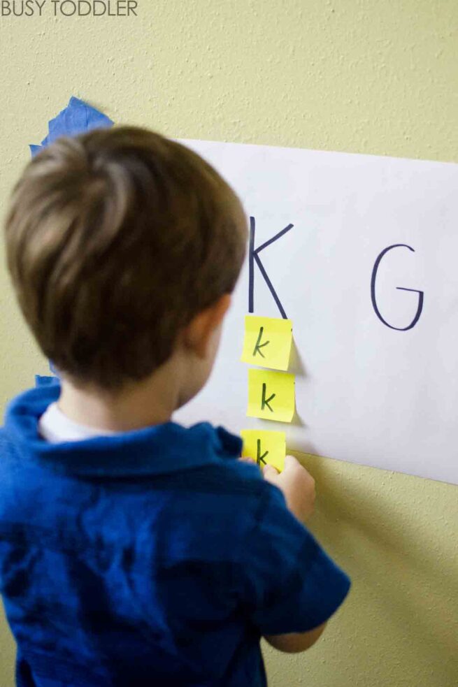 Alphabet Post-It Wall - Busy Toddler