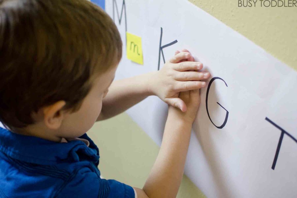 Alphabet Post-It Wall - Busy Toddler