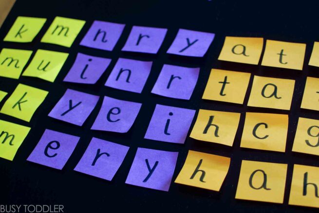 Alphabet Post-It Wall - Busy Toddler