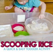 Scooping Rice Sensory Bin - Busy Toddler