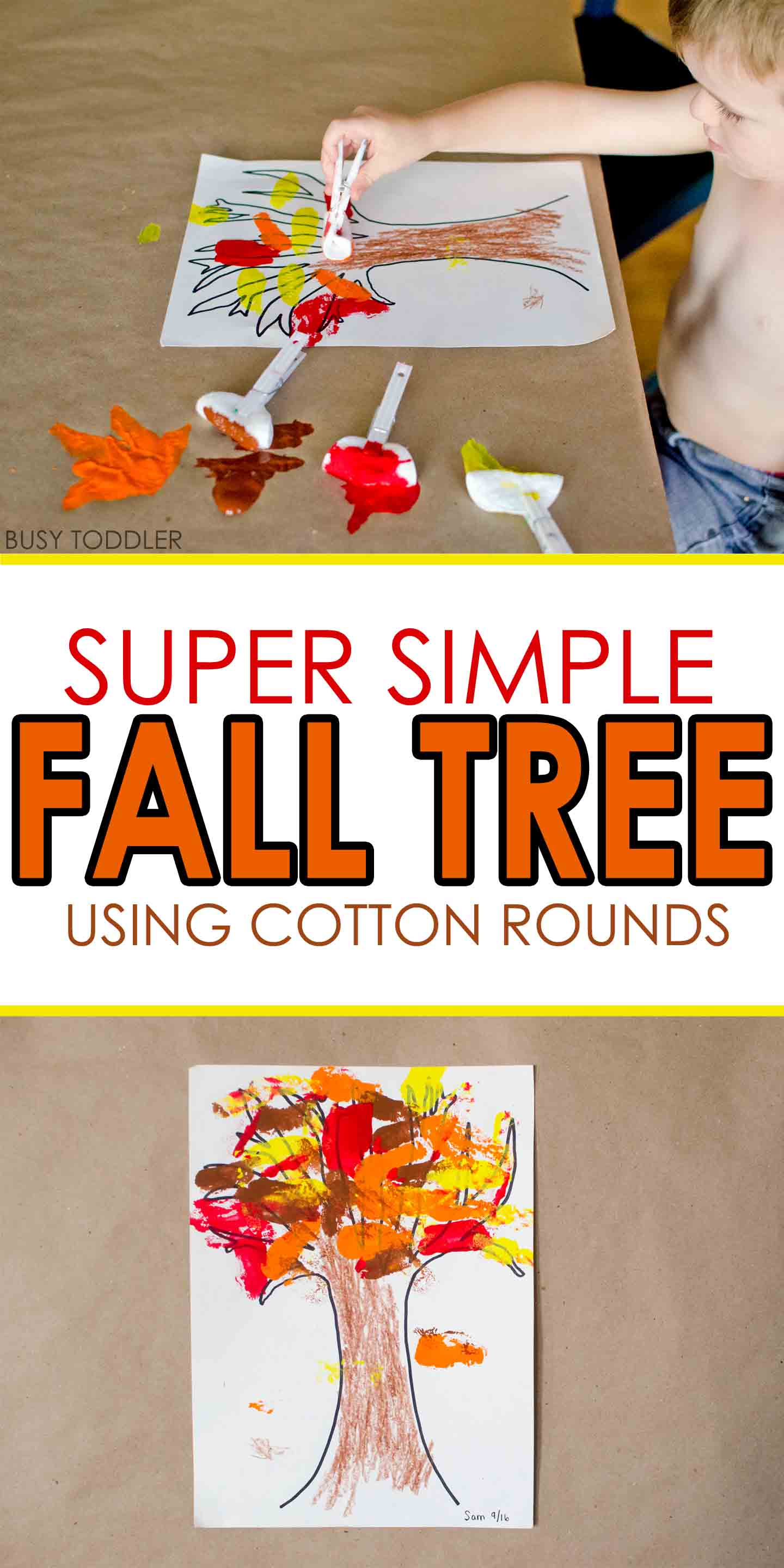 Simple Fall Tree With Cotton Rounds Busy Toddler Simple Fall Tree With Cotton Rounds Busy Toddler