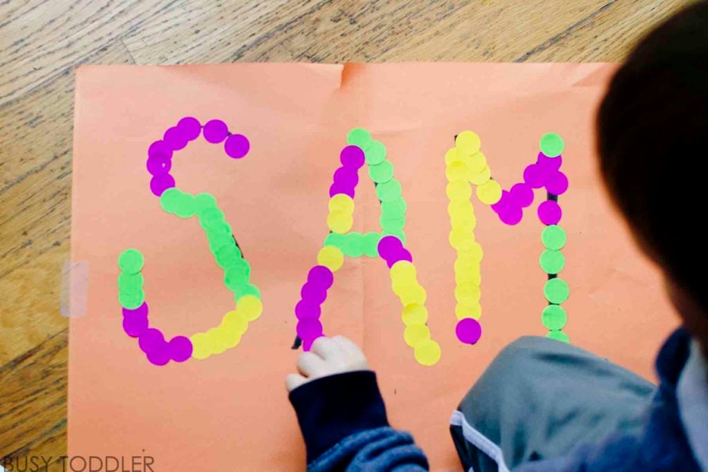 Sticker Names Toddler Activity - Busy Toddler